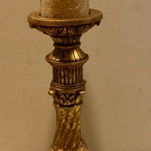 Pottery Barn | Accents | Large Gold Pillar Candle Holder Claw Foot ...